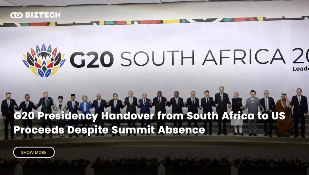 G20 Leadership Shifts to US Despite Summit Absence